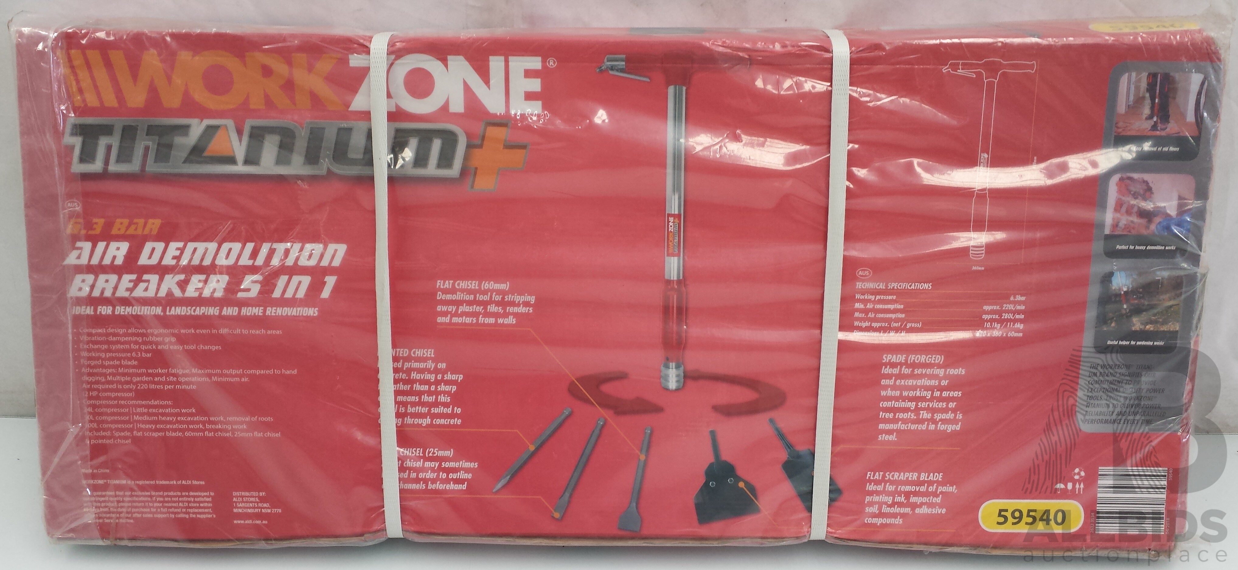 Workzone Titanium 6.3 Bar Air Demolition Breaker 5 in 1 New