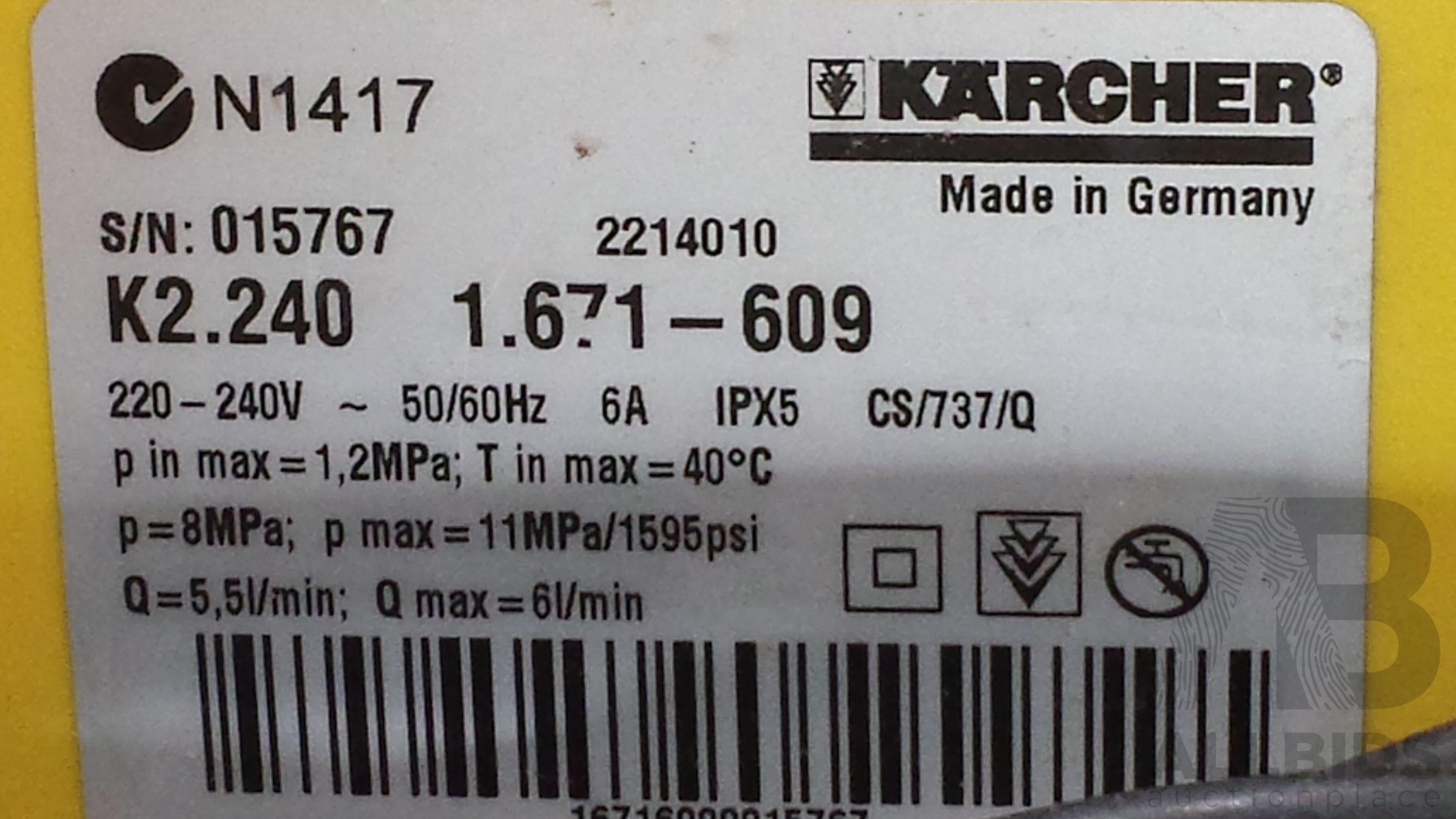 Karcher K 2.240 Electric Pressure Lot 1463540 ALLBIDS