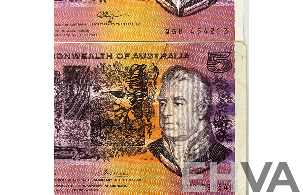 Australian 1990 Five Dollar Notes - Lot 1576746 | EHVA